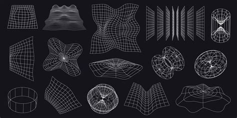Cyber Neo Futuristic Grids 3d Mesh Objects And Shapes Wireframe Wavy