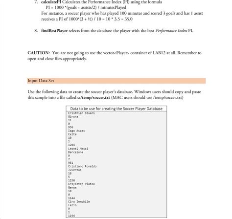 Solved Lab The Soccer Player Database Using C Chegg