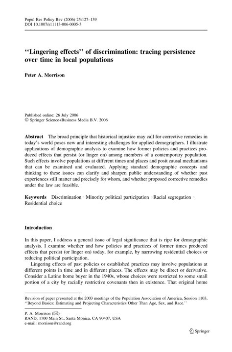 Pdf Lingering Effects Of Discrimination Tracing Persistence Over