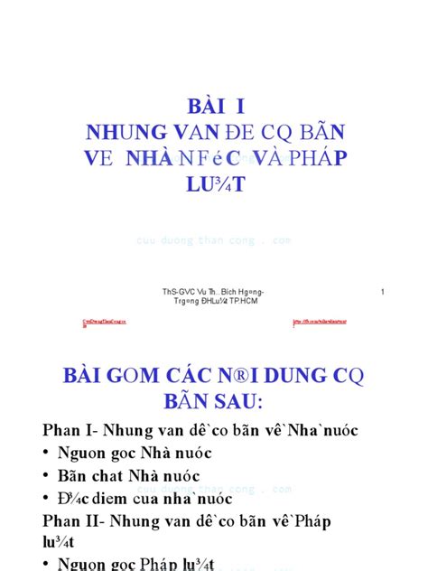 Phap-Luat-Dai-Cuong - Vu-Thi-Bich-Huong - Bai - 1. - Nhung-Van-De-Co-Ban-Ve-Nha-Nuoc-Va-Phap ...