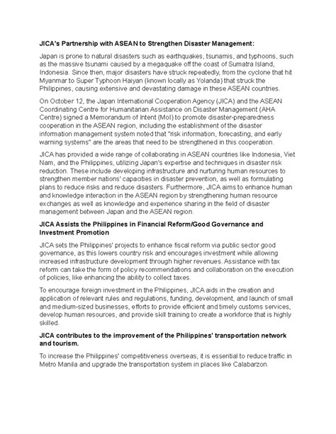 Jica Contributions Assignment Cw Jicas Partnership With Asean To