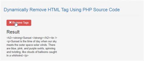 Dynamically Remove Html Tag Using Php Free Source Code And Tutorials