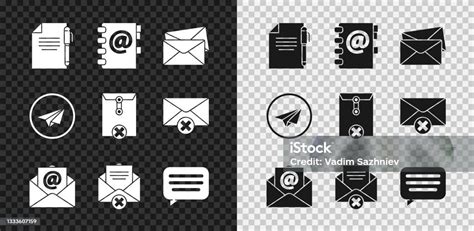 문서 및 펜 주소록 봉투 메일 전자 메일 봉투 삭제 음성 버블 채팅 종이 평면 및 아이콘을 설정합니다 벡터 아이콘에 대한 스톡 벡터 아트 및 기타 이미지 Istock