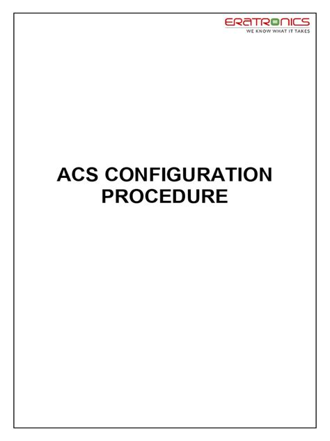 Acs Configuration Procedure Pdf Login Cyberspace