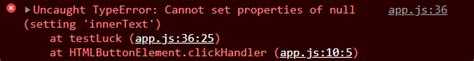 Javascript Unable To Fix Cannot Fix Properties Of Nullsetting