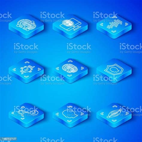 줄 얼굴 인식 지문 사용자 보호 음성 및 눈 스캔 아이콘을 설정합니다 벡터 3차원 형태에 대한 스톡 벡터 아트 및 기타 이미지 3차원 형태 건강관리와 의술 그래픽