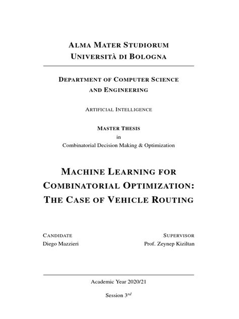 Machine Learning For Combinatorial Optimization The Case Of Vehicle