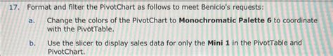Solved Format And Filter The Pivotchart As Follows To Meet
