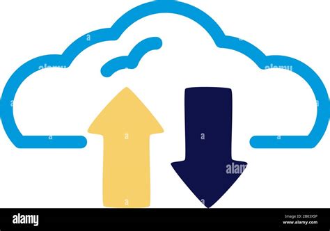 Cloud Computing With Arrows Down And Up Load Lineal Color Style Stock Vector Image And Art Alamy