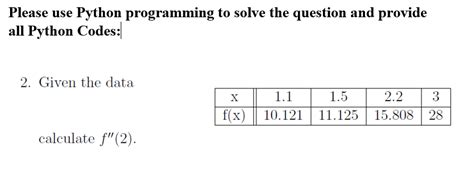 Solved Please Use Python Programming To Solve The Question