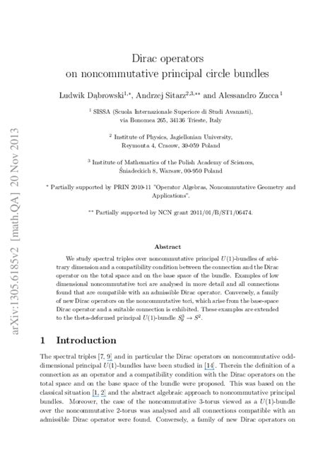 Pdf Dirac Operators On Noncommutative Principal Circle Bundles