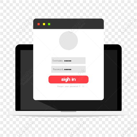 Laptop Account Login User Authorization Interface Screen Buttonappmodern Png Free Download And