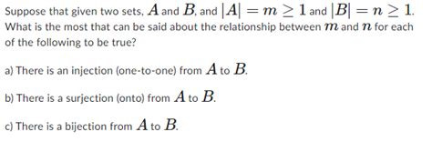 Solved Suppose That Given Two Sets A And B And A M Chegg Com