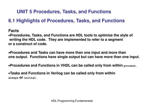 Ppt 61 Highlights Of Procedures Tasks And Functions Facts Powerpoint Presentation Id3306499