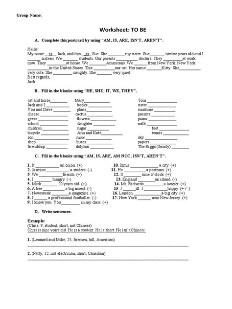 To Be Exercises Information Gap Activities Reading Comprehension E 110252 Pdf