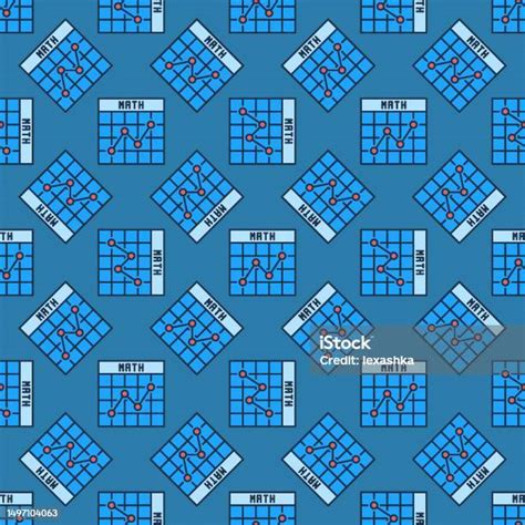 Mathematics Graph Vector Concept Blue Seamless Pattern Stock