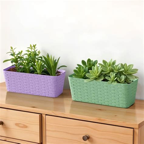 Shera Rattan Tray For Outdoor Garden Solid Sea Green Color Plastic Tray