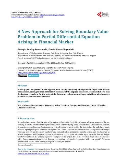 Pdf A New Approach For Solving Boundary Value Problem In Partial Differential Equation Arising