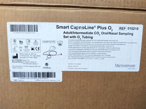 Used Oridion Microstream 010210 Smart Capnoline Plus O2 Adult Intermediate Co2 Oral Nasal