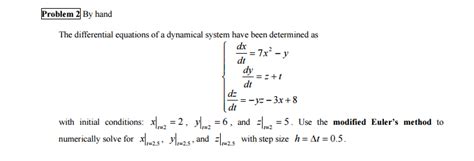 Solved The Differential Equations Of A Dynamical System Have Chegg