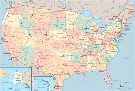 Mapa De Estados Unidos Con Ciudades
