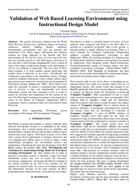 Pdf Validation Of Web Based Learning Environment Using Instructional Design Model