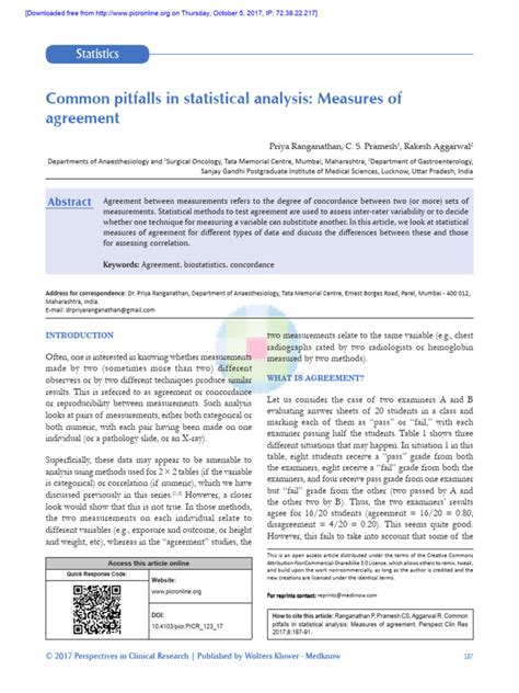 01 Common Pitfalls In Statistical Analysis Measures O Pdf