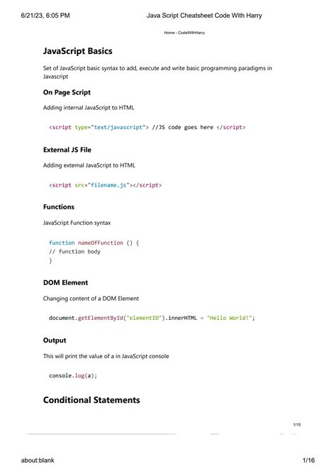 SOLUTION Java Script Cheatsheet Code With Harry Studypool