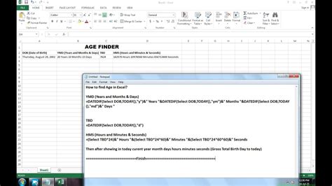 Dob Find In Excel Youtube