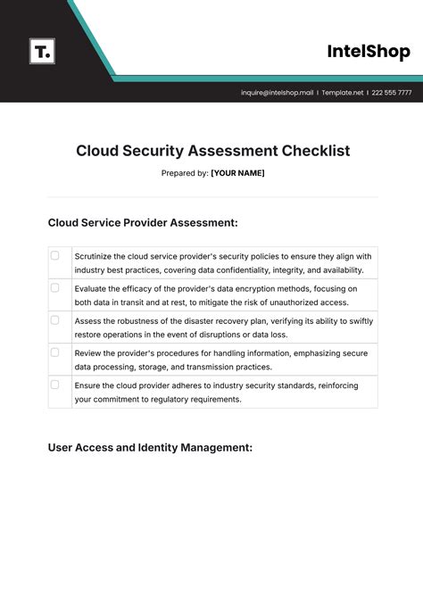 Free Cloud Security Assessment Checklist Template To Edit Online