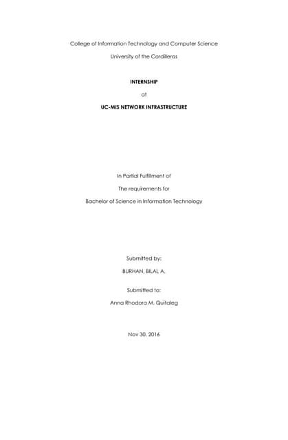 Computer Science Internship Report Docx