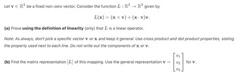 Solved Let Vinr3 ﻿be A Fixed Non Zero Vector Consider The