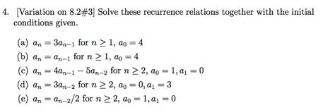 Solved Variation On 823 Solve These Recurrence Relations