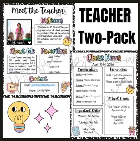 Class Newsletter And Meet The Teacher Retro Pastels Composition Notebook Themed