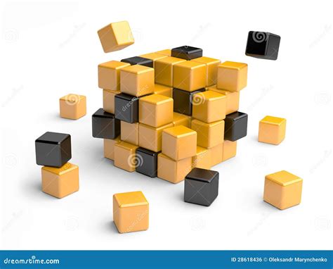 Cube Assembling From Blocks Stock Illustration Illustration Of Create Details 28618436