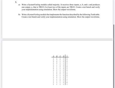 Solved A ﻿write A Systemverilog Module Called Majority It
