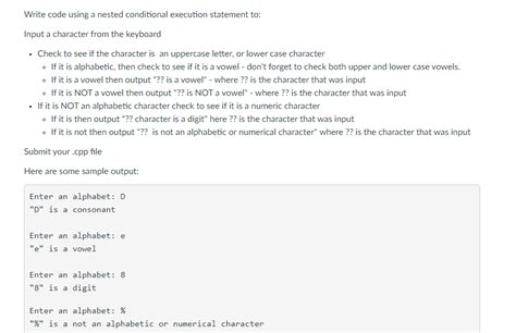 Solved Write Code Using A Nested Conditional Execution