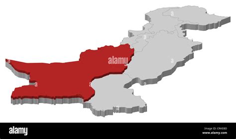 Political Map Of Pakistan With The Several Provinces Where Balochistan