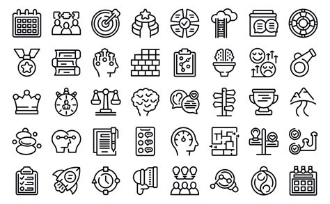 Life Coach Icons Set Outline Vector Problem Solving 20266759 Vector