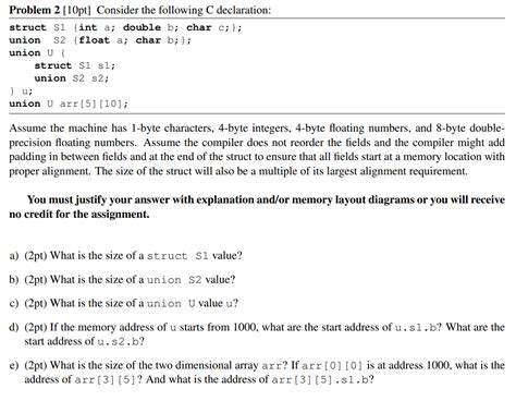 Solved Problem 2 10pt Consider The Following C