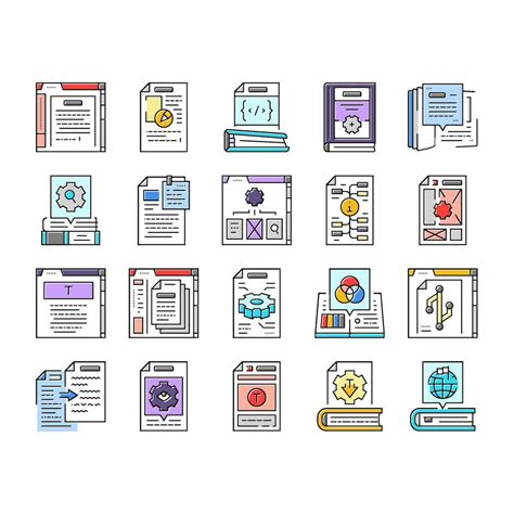 Technical Writer Doc Icons Set Vector 35272975 Vector Art At Vecteezy