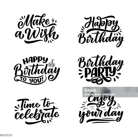 생일 축하를 위한 레터링 슬로건 기프트 카드 포스터 및 인쇄 디자인을 위한 손으로 그린 문구 현대 서예 축하 텍스트 벡터 개념에