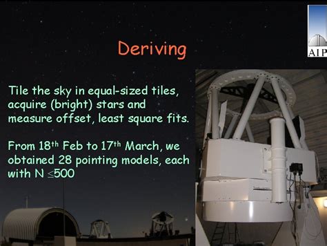 Telescope Pointing Models Telescope Instrumentation Robotisation On Dome