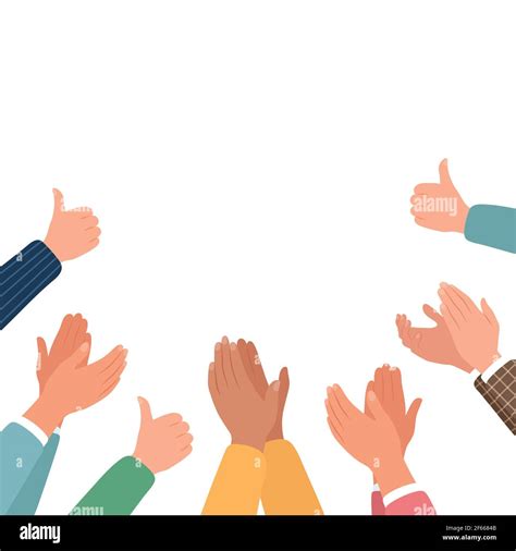Approval Clapping Hands And Thumbs Up Vector Illustration In Flat