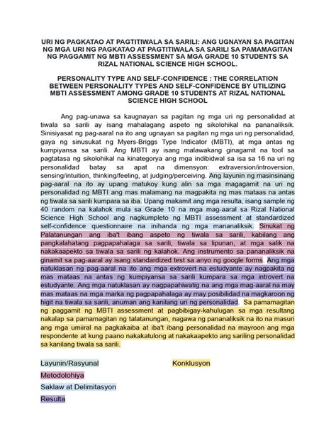 Layuninrasyunal Konklusyon Metodolohiya Saklaw At Delimitasyon Resulta