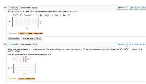 Solved 49 1 Points Larlinalg8 7 2 028 My Notes Ask Your