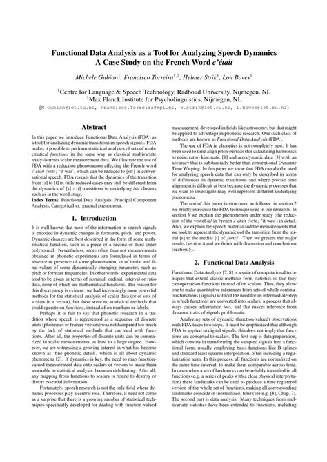 (PDF) Functional Data Analysis as a Tool for Analyzing Speech Dynamics A Case Study on the ...
