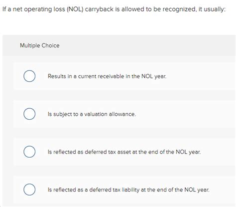 Solved If A Net Operating Loss NOL Carryback Is Allowed To Chegg Com