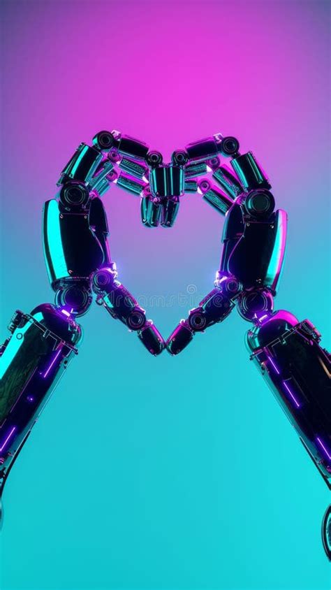 Robotic Hands Holding A Glowing Heart Generative Ai Stock Illustration Illustration Of