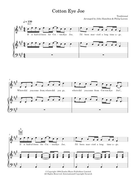 Play Official Version Of Cotton Eye Joe Sheet Music By Rednex For Piano